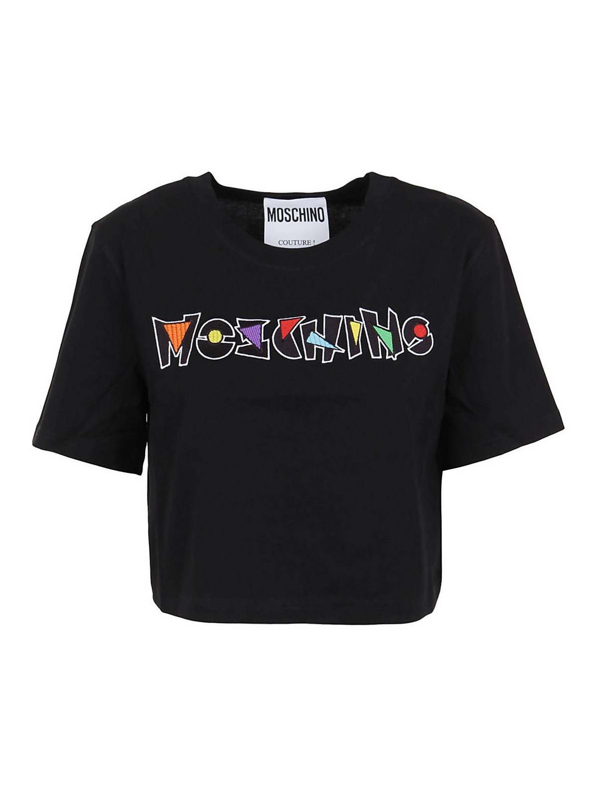Moschino Geometric Logo cropped T-shirt - Black | 070505401555