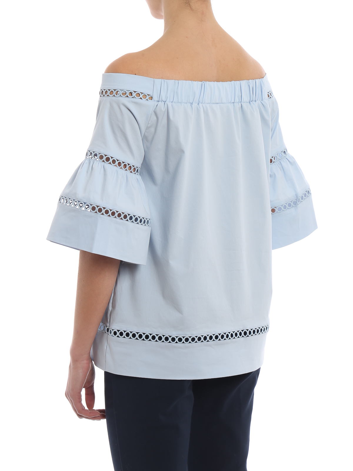 Michael Kors Off shoulder lace trim blouse Women MF84LGW8TB487