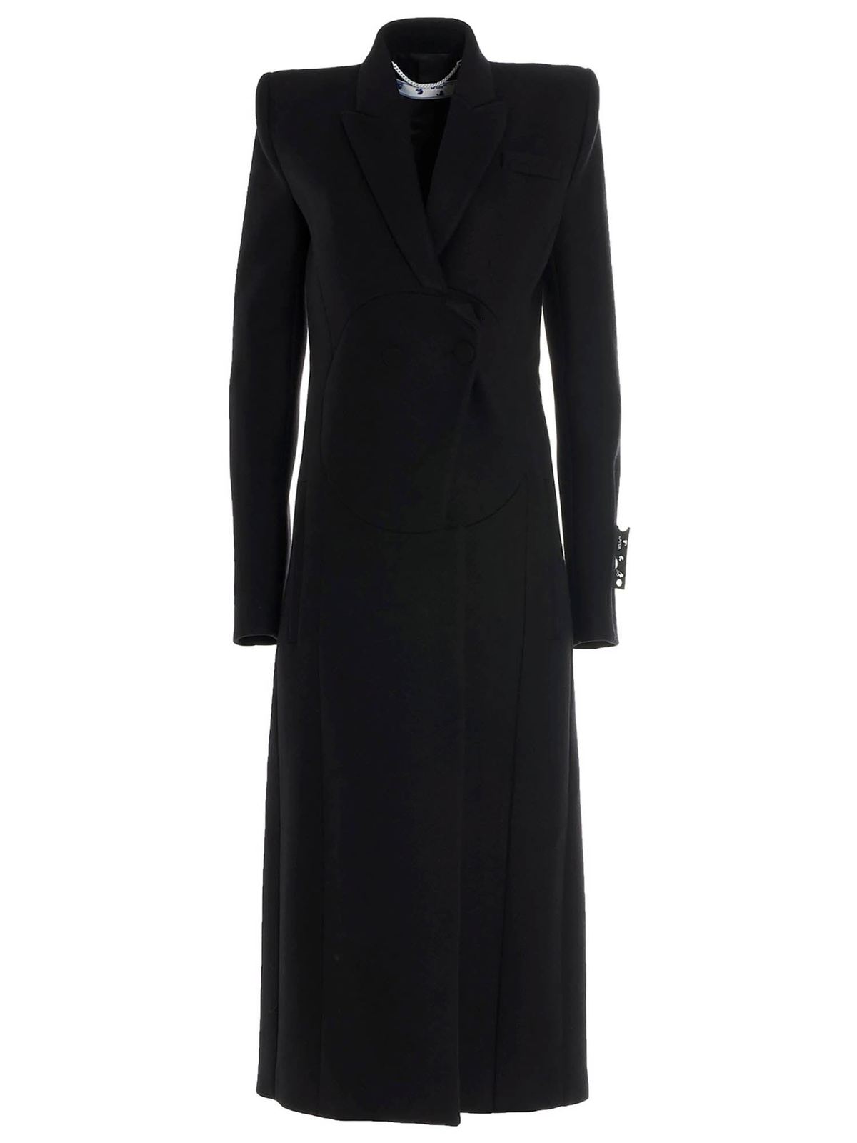 Off-White Wool blend long coat in black | OWEA237F20FAB0011000