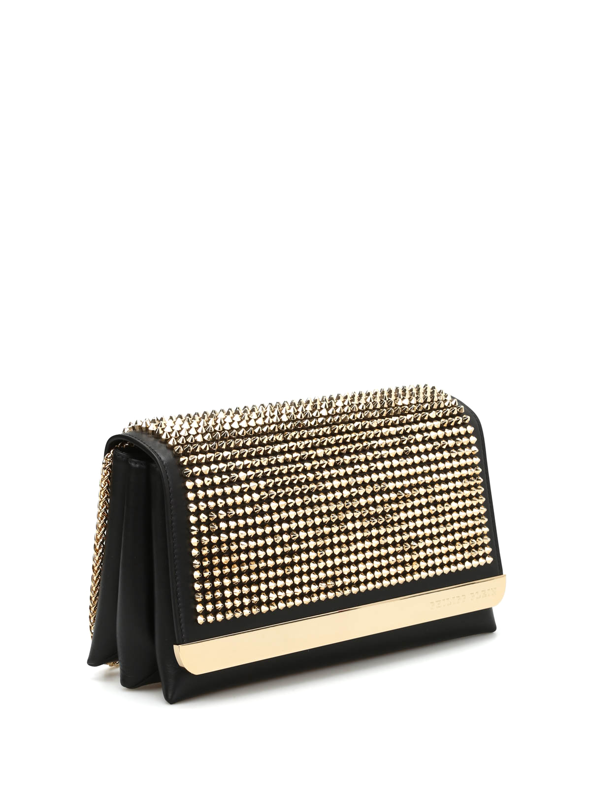 Clutches Philipp Plein - She studded leather maxi clutch - AW97178902