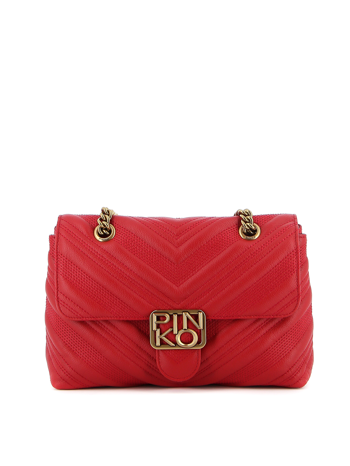 Pinko Logo Classic Puff Chevronne bag - Red - Women | 1P21UVY6JJR72