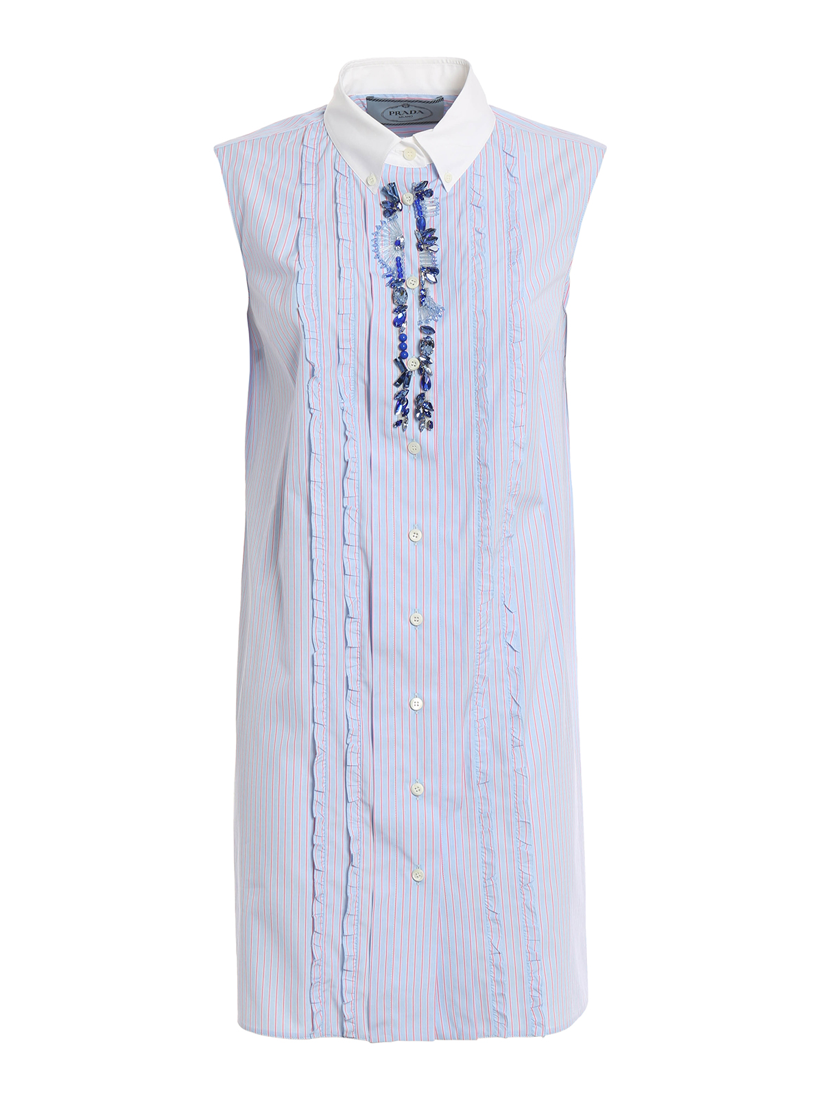 Prada Bon ton jewel dress - Light Blue - Women | P34O0R1M0VTTG