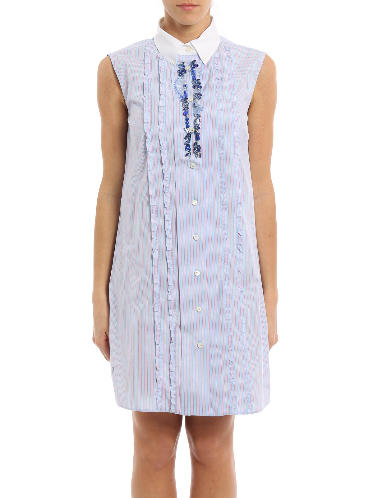 Prada Bon ton jewel dress - Light Blue - Women | P34O0R1M0VTTG