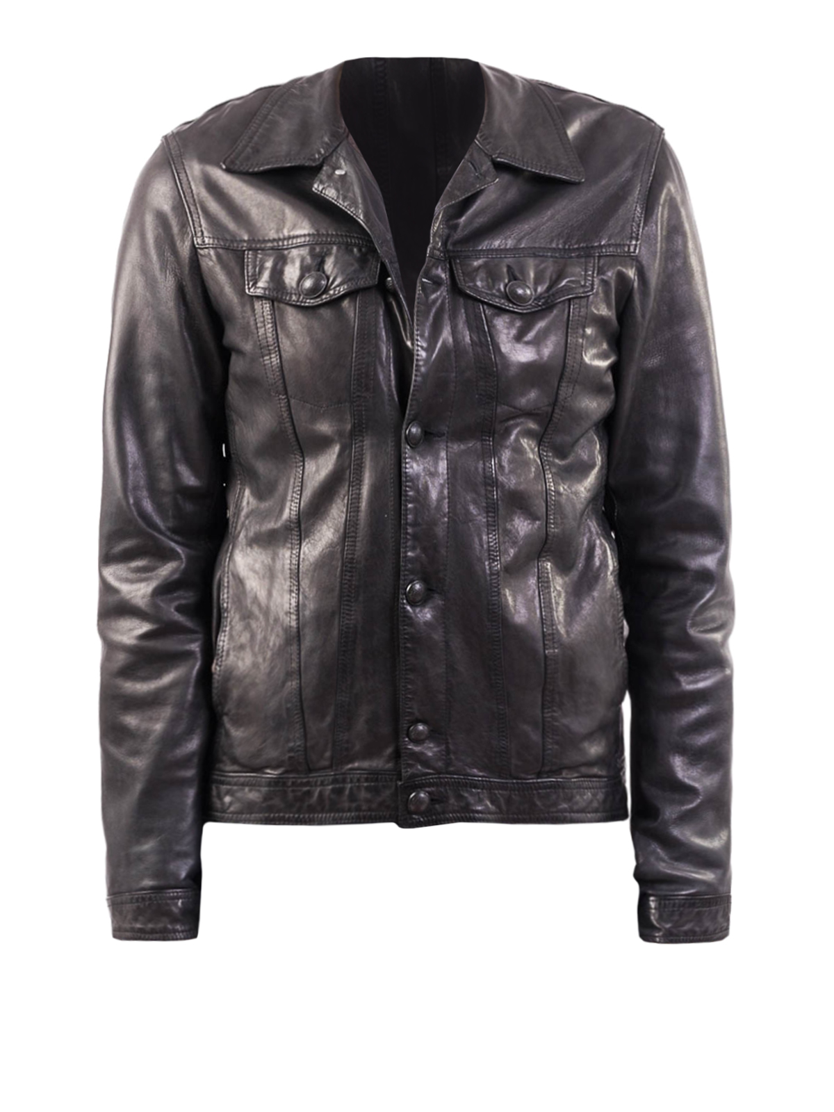 Leather jacket Tagliatore - Leather jacket with buttons - LANNYDDE1901NERO