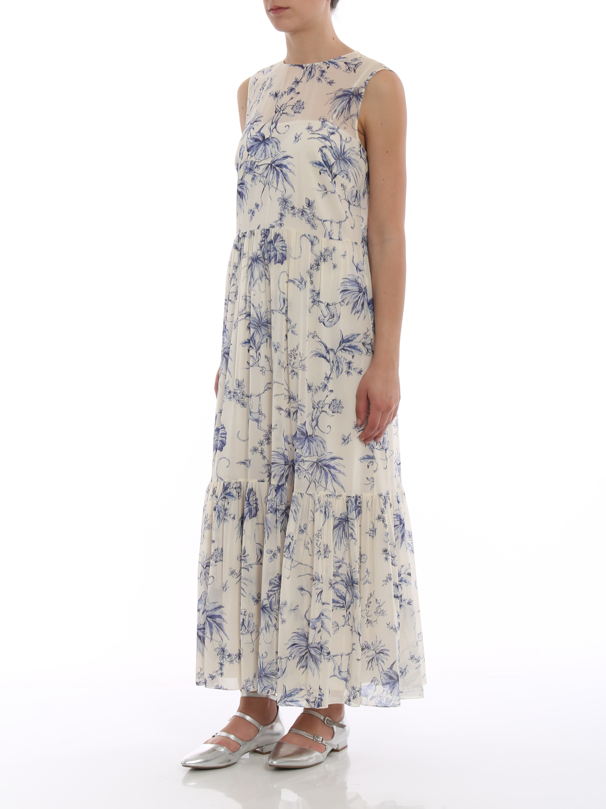 Valentino Red Monkey print stretch silk dress | PR0VA6L53MTA03