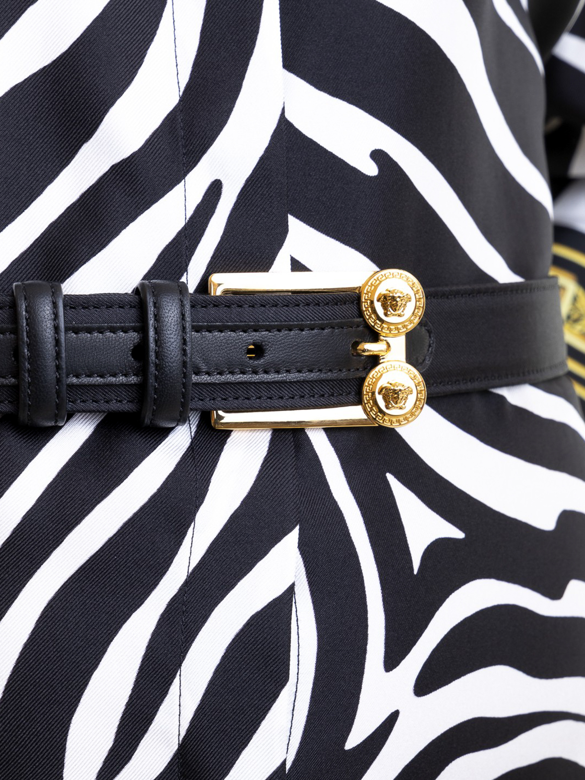 Knee length dresses Versace - Zebra print silk dress - A83982A231075A7008
