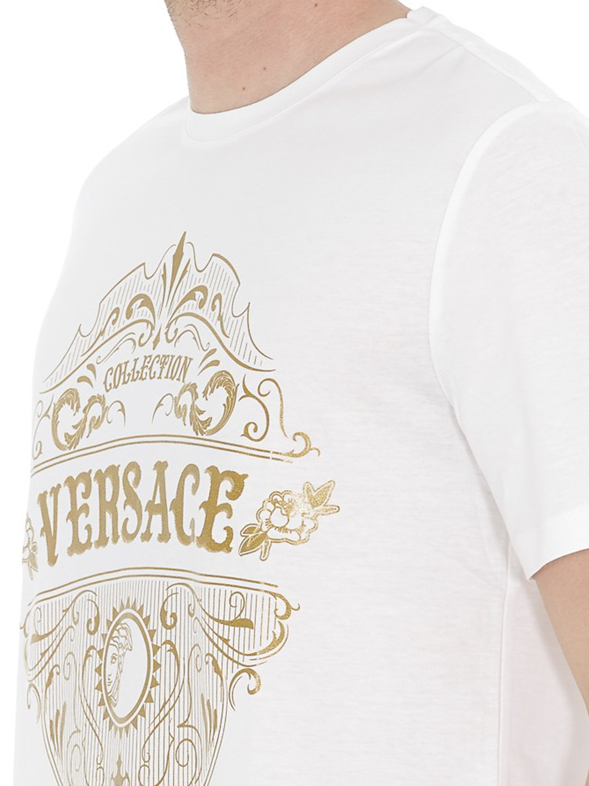 T-shirts Versace Collection - Logo print cotton T-shirt ...