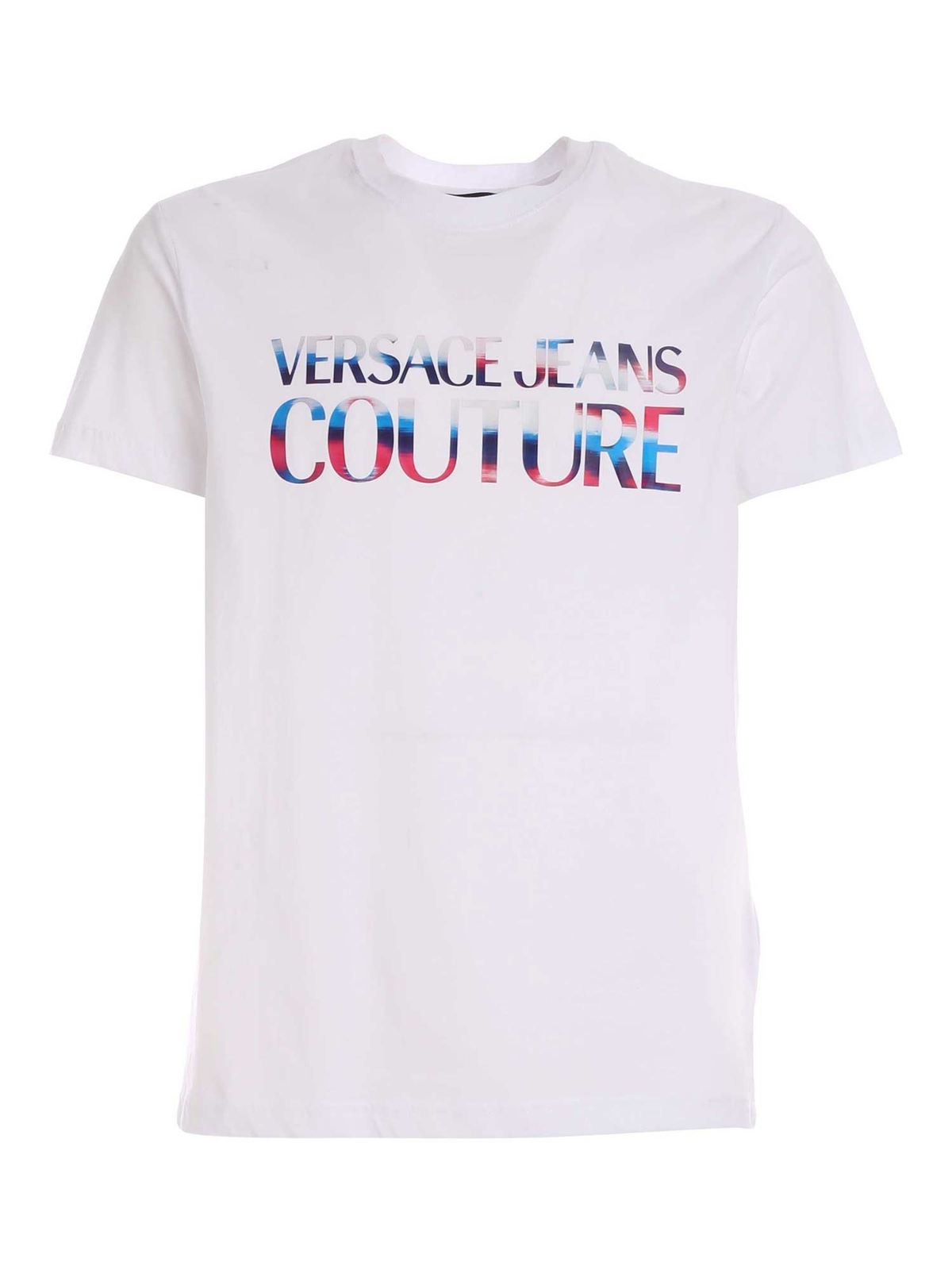Versace Jeans Couture Lettering logo T-shirt in white | B3GWA7GB30382003