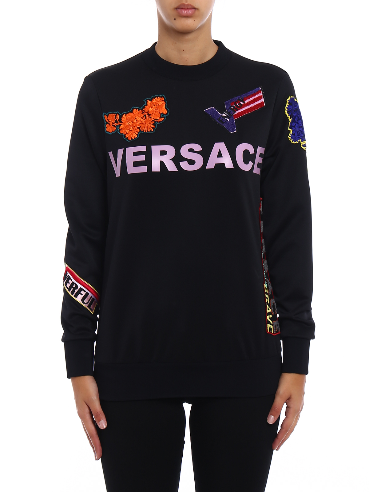 Sweatshirts & Sweaters Versace - Colourful patch satin sweatshirt ...
