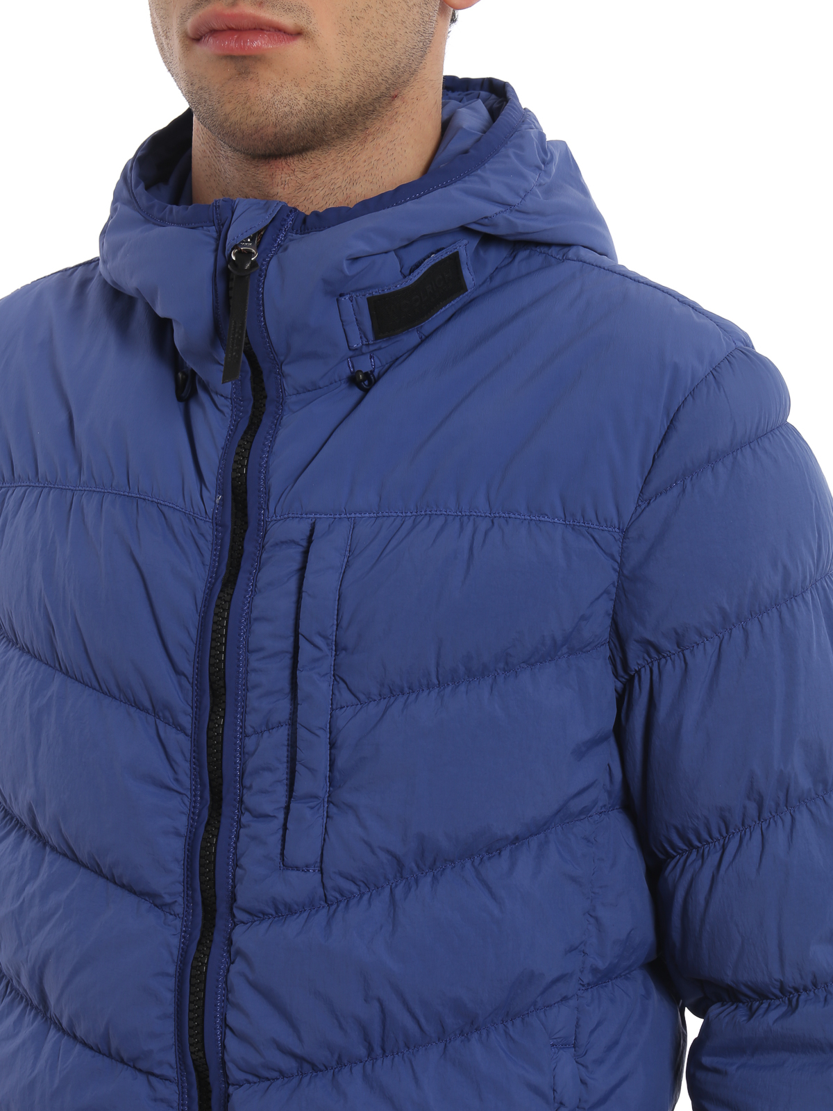 Padded jackets Woolrich - Sundance hooded blue quilted padded jacket ...