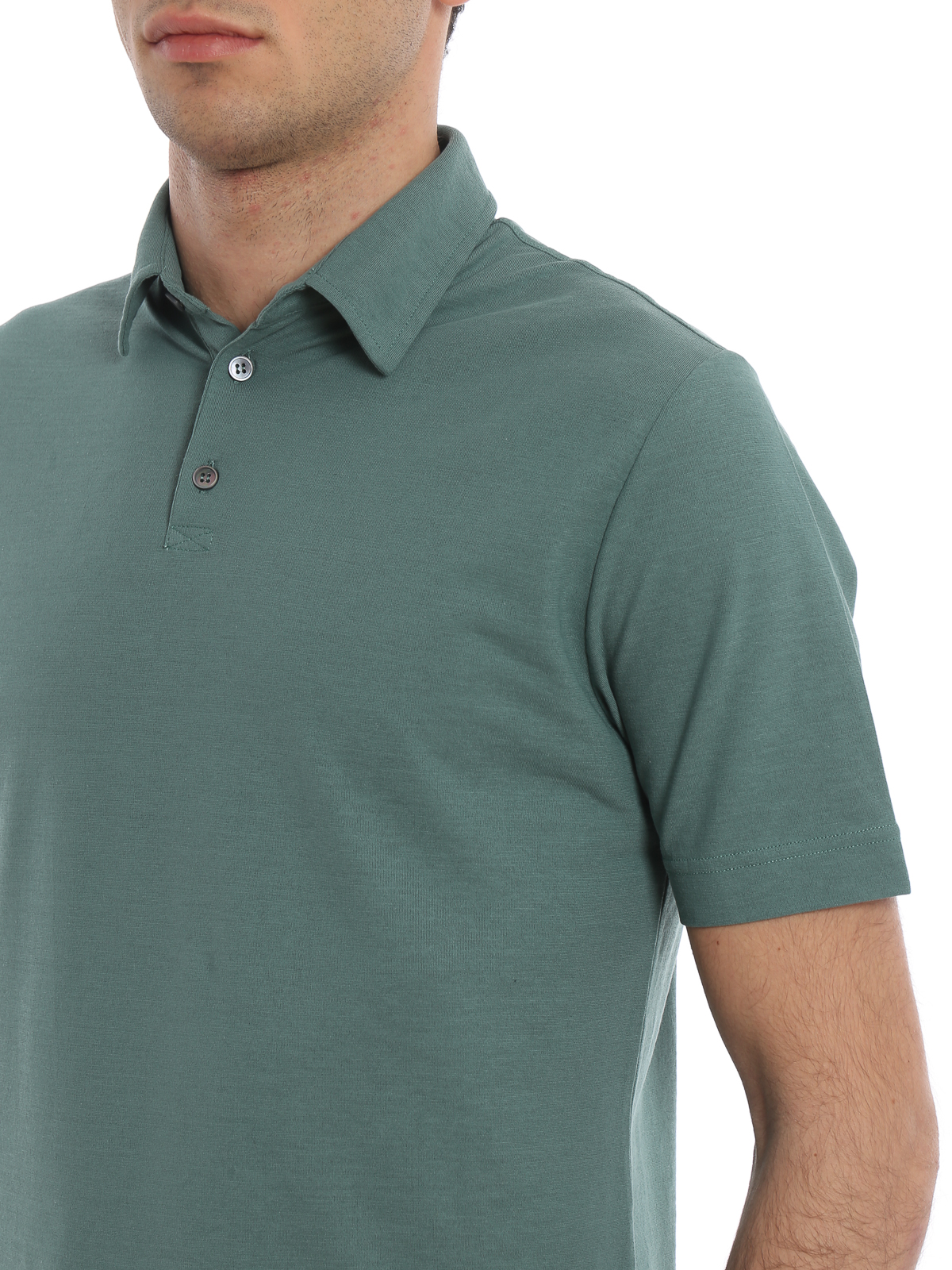 Polo shirts Zanone - Green cotton polo shirt - 811818Z0380Z2680